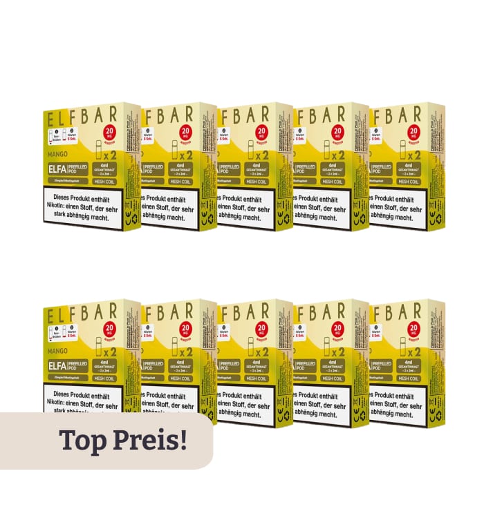 10er Pack E-Liquidpod ELFBAR Elfa Mango 20 mg 2 Pods Online Kaufen ...